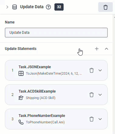 Update Data action - Genesys Cloud Resource Center